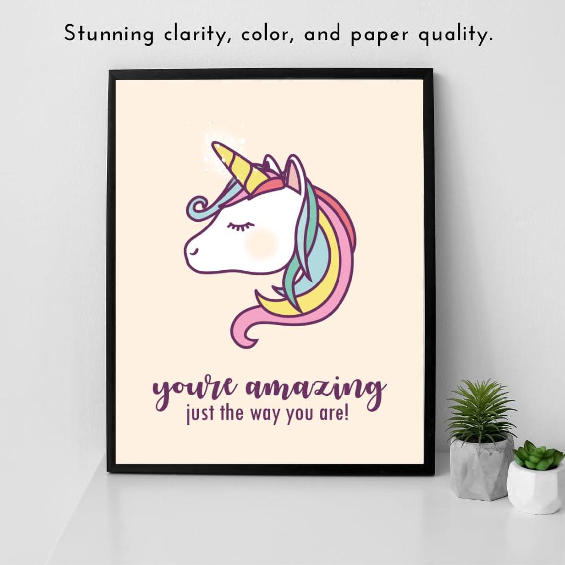 Unicorn Inspirational Poster: Motivational Wall Art for Girl's Room - Etsy