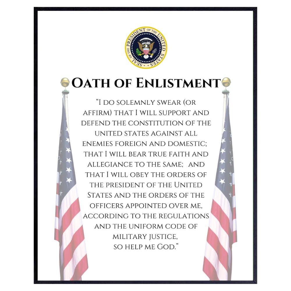 Oath of Enlistment Poster: Patriotic Military Wall Art - 8x10 Unframed ...