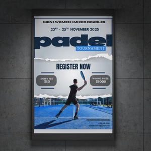 Padel Tournament Flyer Template: Editable Canva A4 Design (digital ...