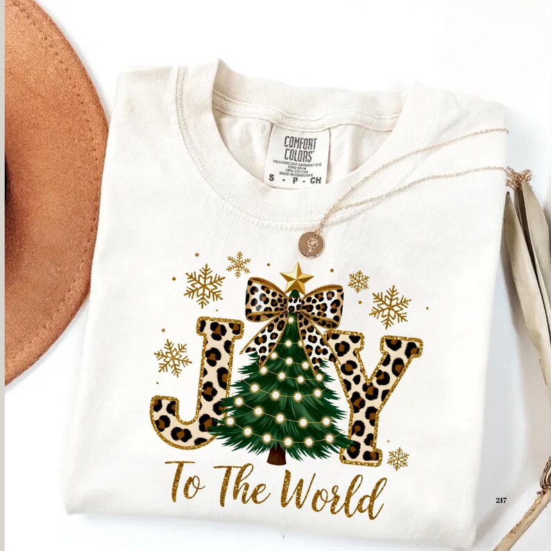 Joy Leopard Christmas Shirt,: Coquette Bow Tree Tee - Etsy
