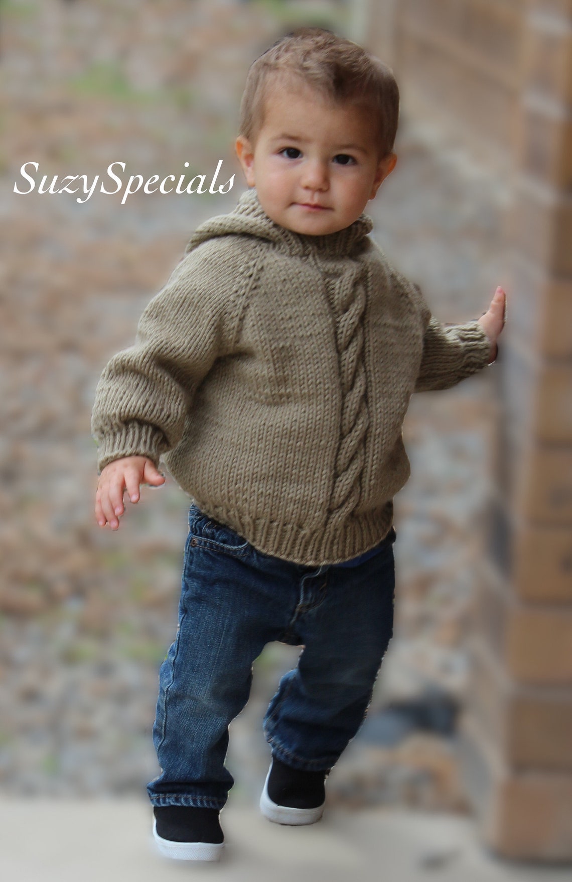 Hand Knitted Hooded Baby Sweater With Back Zipper | Knitted Baby Jumper ...