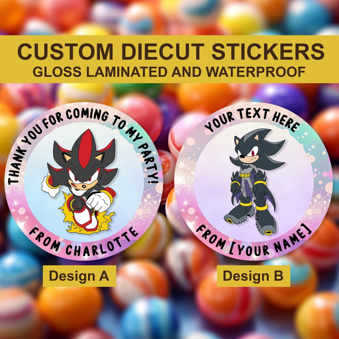 Shadow Hedgehog Custom Birthday Sticker, Bat Superhero Custom Game ...