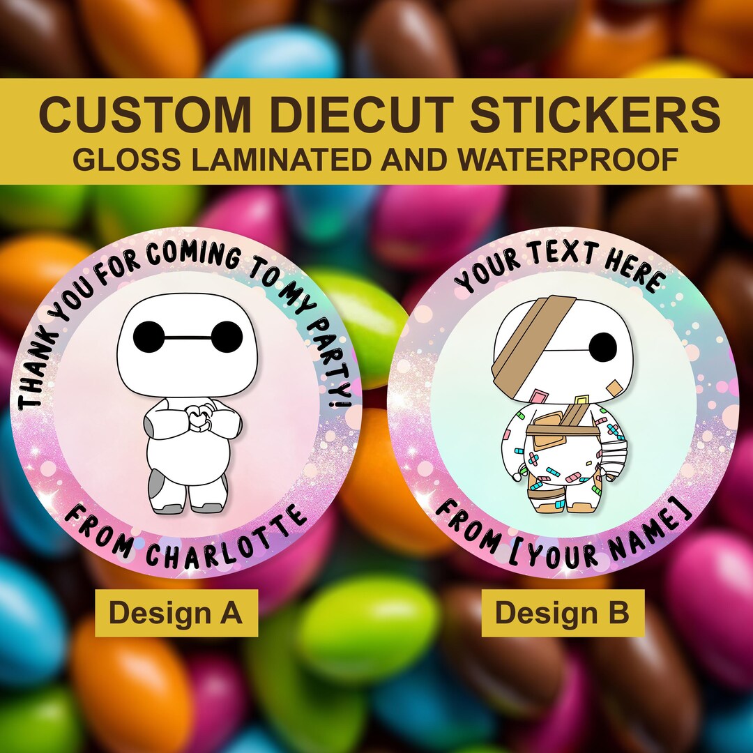 Bandaged Baymax Custom Birthday Sticker, Big Hero Custom Anime Sticker ...