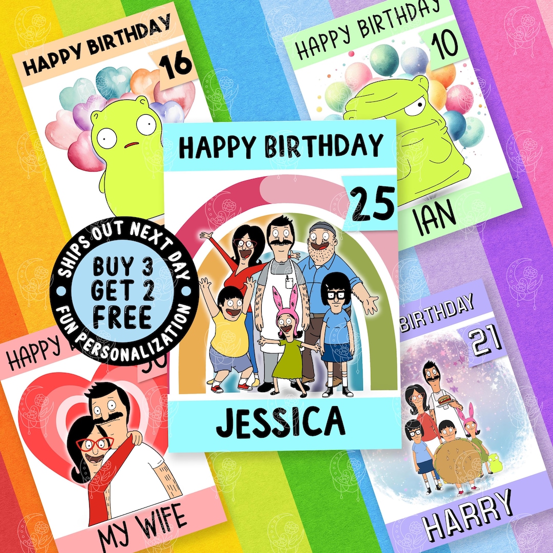 Bob Burger Family Funny Birthday Card, Personalize Card for Him, Bobs ...