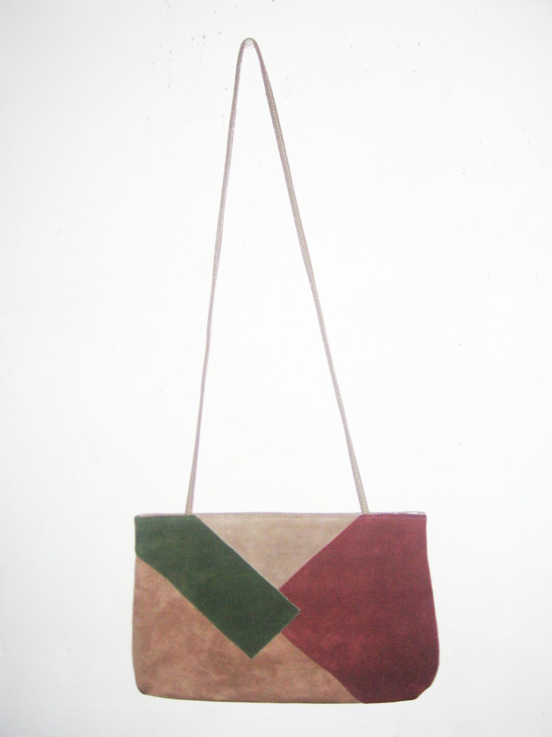 Vintage Beige Multi-color Color Block Patchwork Boho Suede Shoulder ...