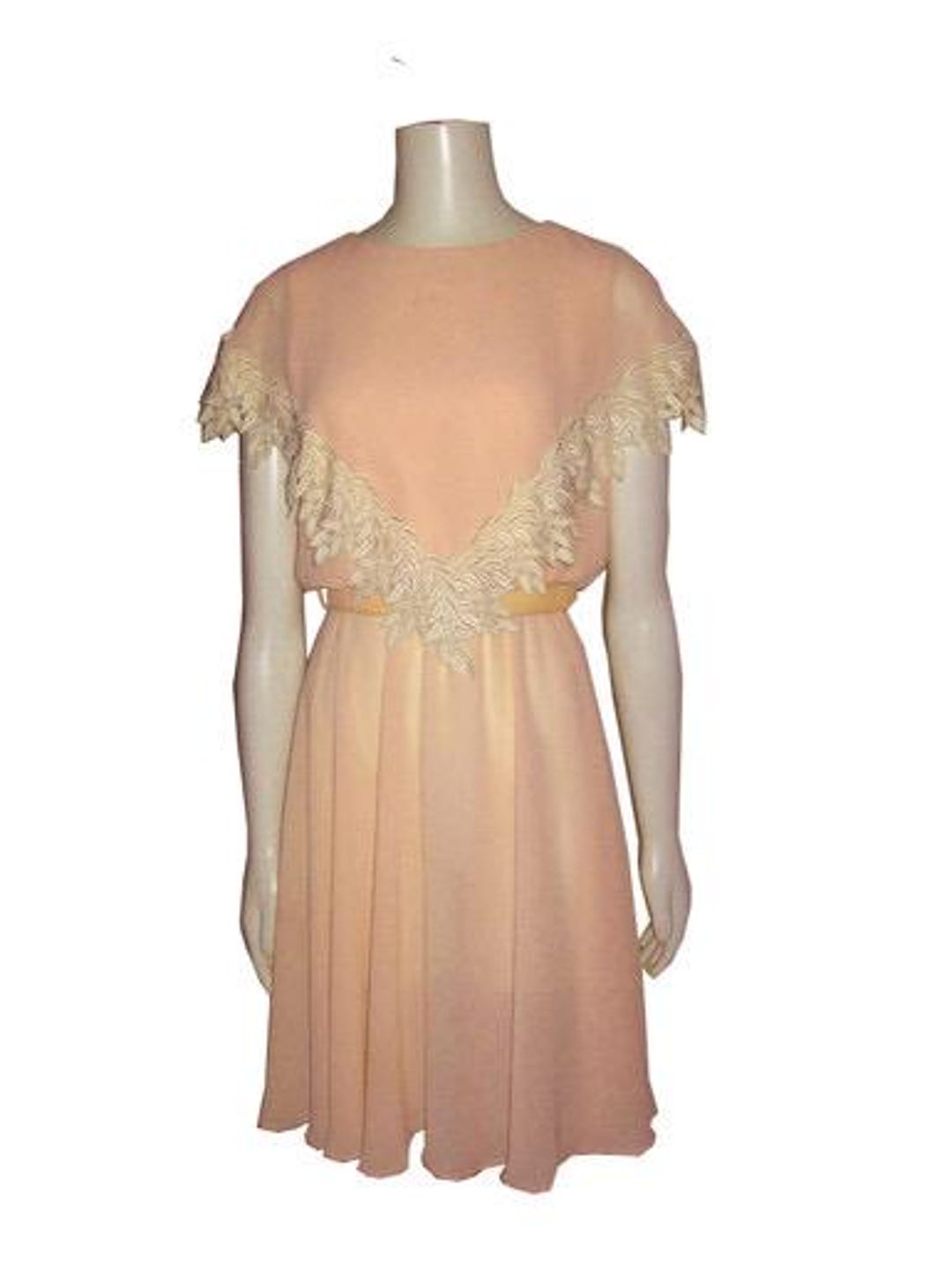 Vintage Ursula of Switzerland Peach Cream Embroidered Lace Trim Overlay ...