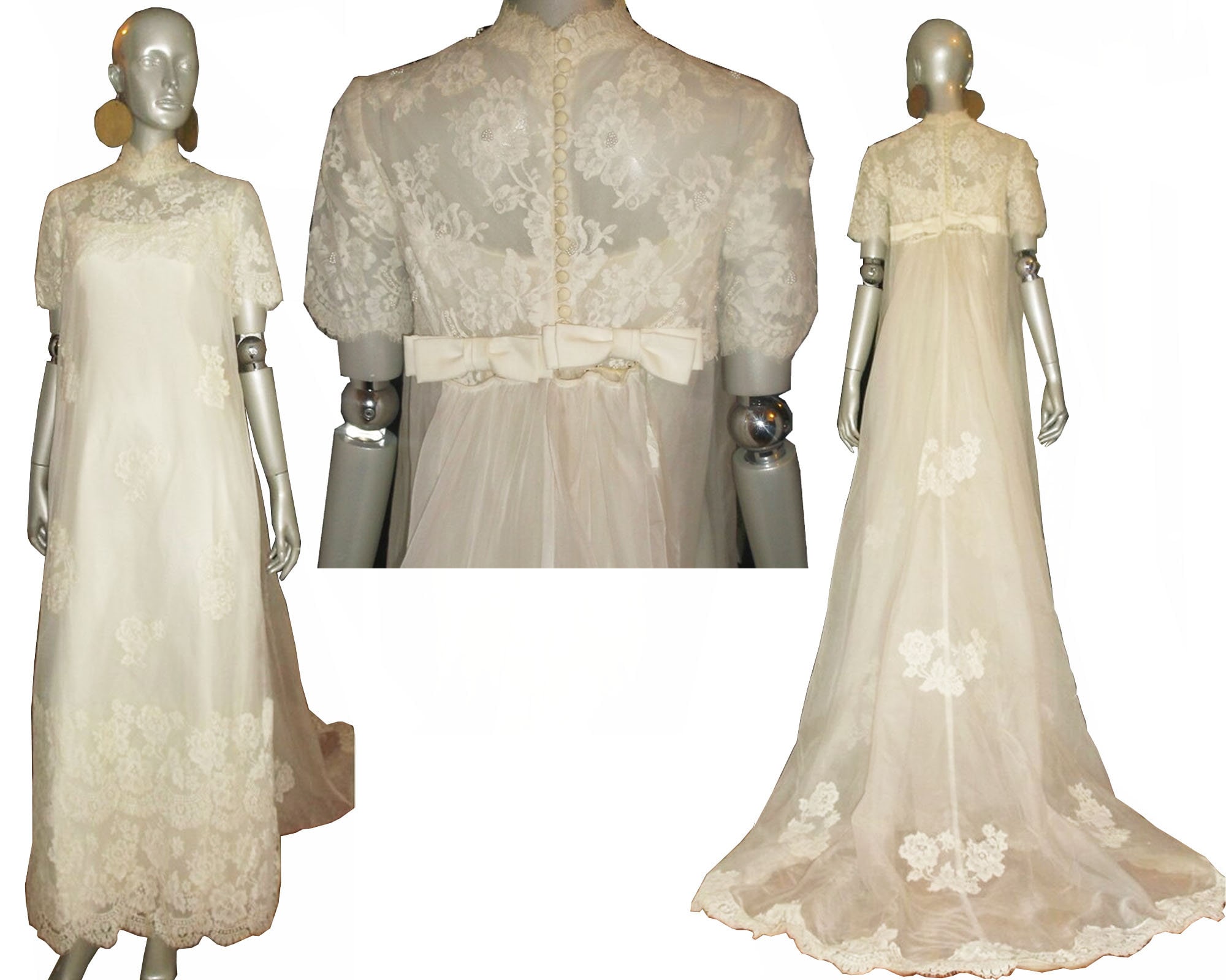 Vintage Rare Jackie O Style White Short Sleeve Lace Beaded Overlay See ...