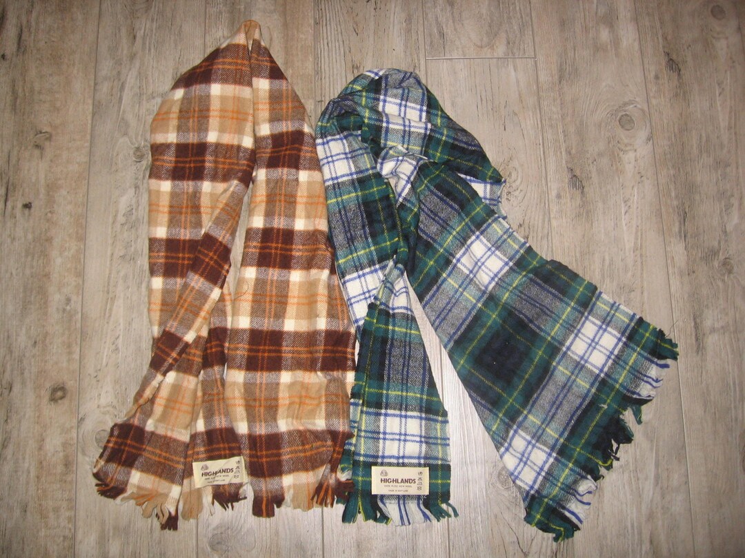 Vintage Highlands 100% Pure New Wool Made in Scotland Plaid Tartan ...