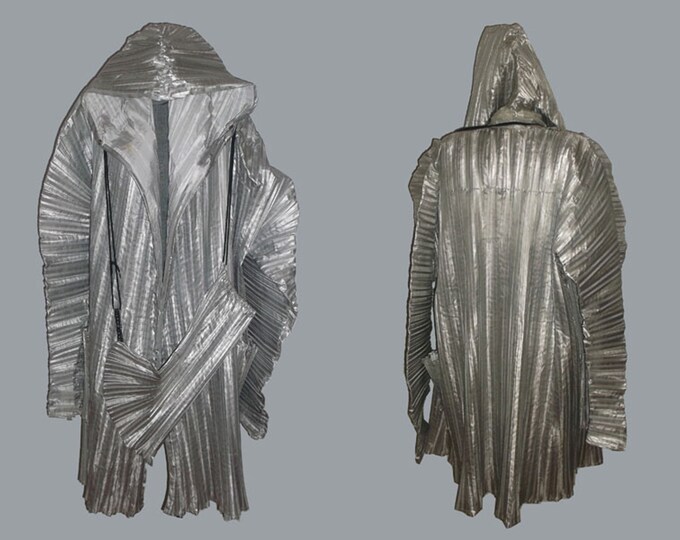 Vintage Rare Metallic Silver Origami Avante Garde Pleated Asymetrical ...