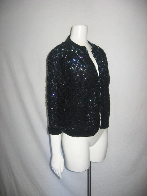 VTG Rare Black Iridescent Diamond Shape Sequins Embel… - Gem