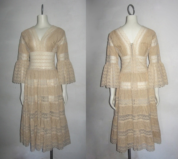 Vintage Dell Original Beige Pin Tuck Scallop Lace Double | Etsy