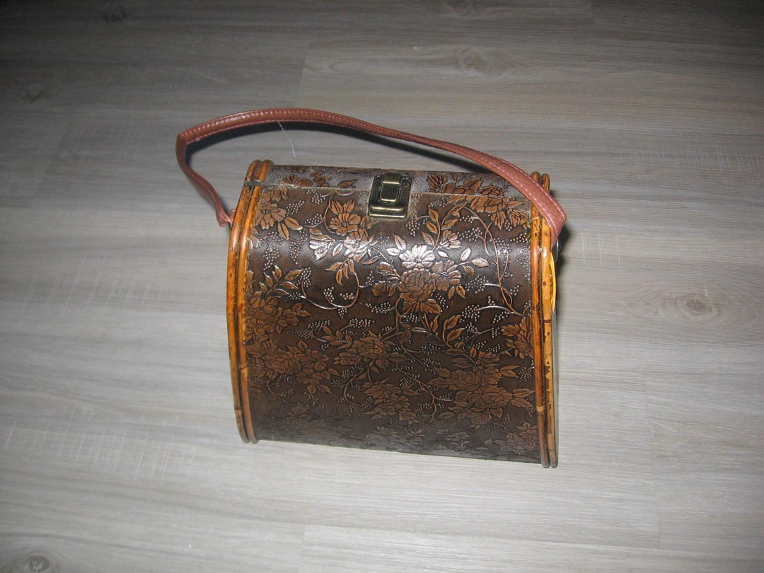 Vintage Rare Floral Design Latch Closure Large Multifunctional Shoulder ...