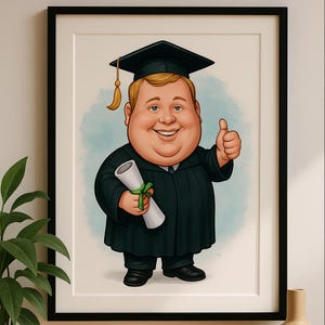 Custom Graduation Cartoon Portrait,custom Caricature,graduation Cartoon ...