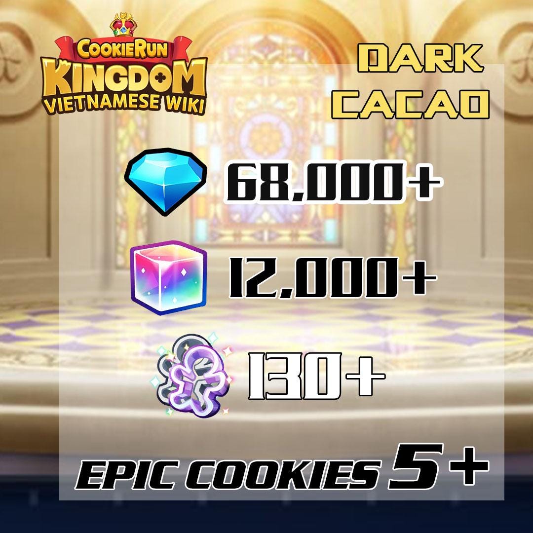 Cookie Run Kingdom Starer Account 68000+crystals DARK CACAO 130+cookie ...