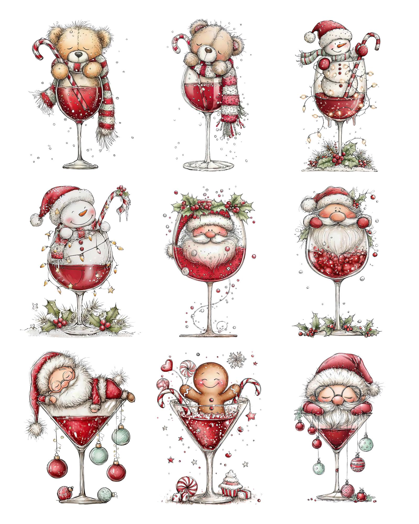 Whimsical Christmas Cocktail Clipart, Winter Decor, Instant Download - Etsy