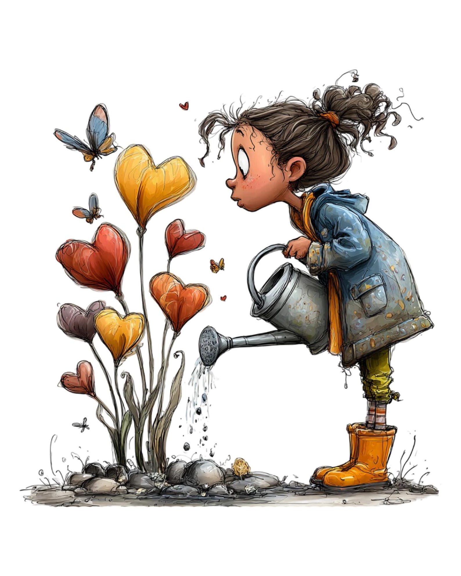 Whimsical Valentine Girl, Watercolor Clipart PNG (instant Download) - Etsy