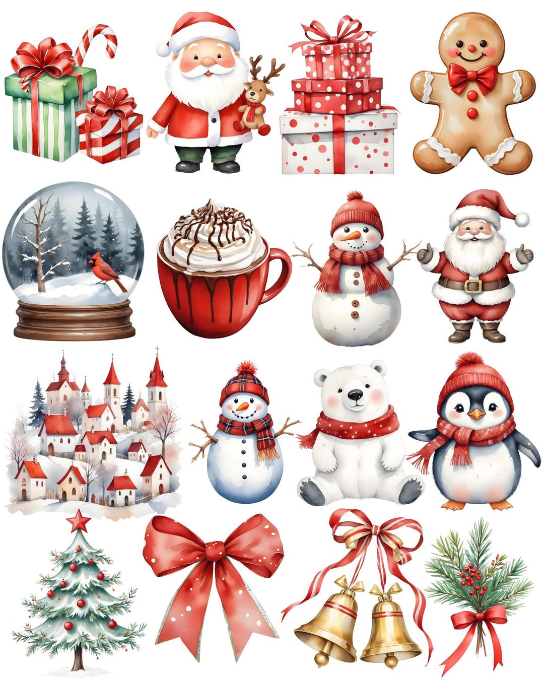 Christmas PNG, Whimsical Clipart, Festive Winter Png Set, Instant ...