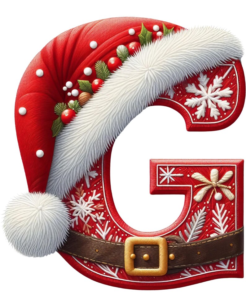 Christmas Embroidery Alphabet Clipart, Festive Winter Png Set, Instant ...