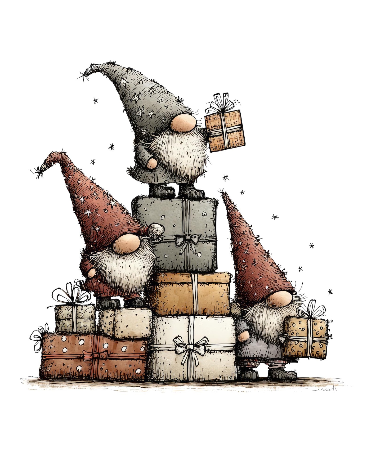 Christmas Gnomes Clipart, Christmas PNG, Festive Holiday Graphics ...