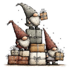 Christmas Gnomes Clipart, Christmas PNG, Festive Holiday Graphics ...