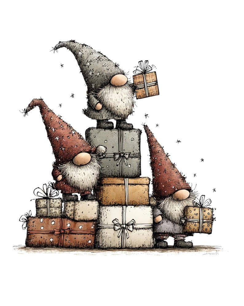 Christmas Gnomes Clipart, Christmas PNG, Festive Holiday Graphics ...