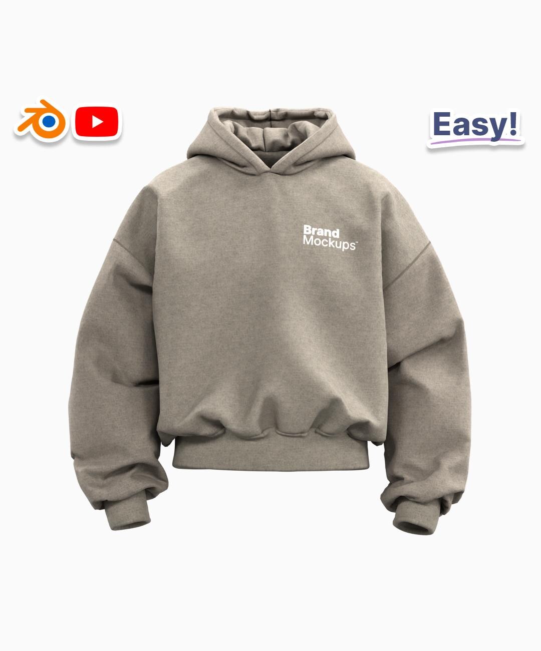 3D Puff Hoodie Mockup – Blender File + OBJ for Procreate | Realistic ...