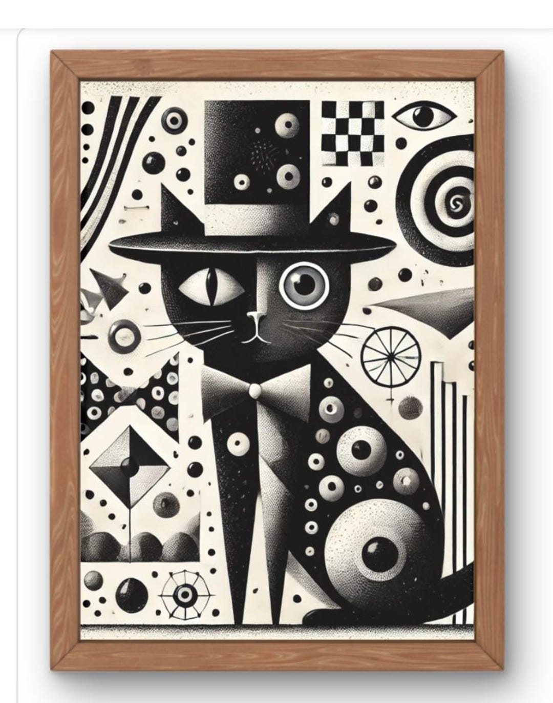 Dada Inspired Surreal Cat Art Print - Abstract Balck and White Wall ...
