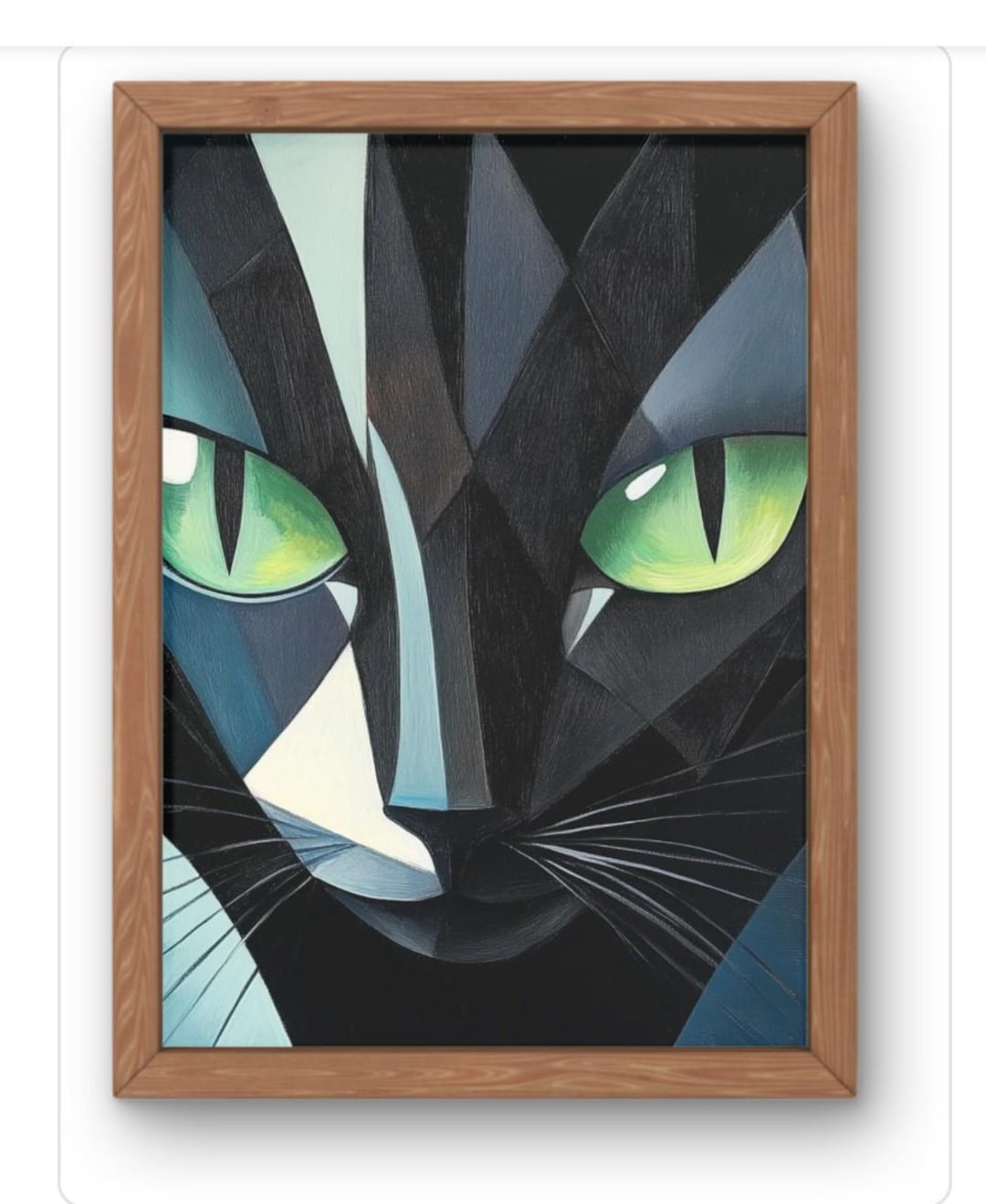Geometric Black Cat Wall Art- Close up Green Eyes Abstract Cat Print ...