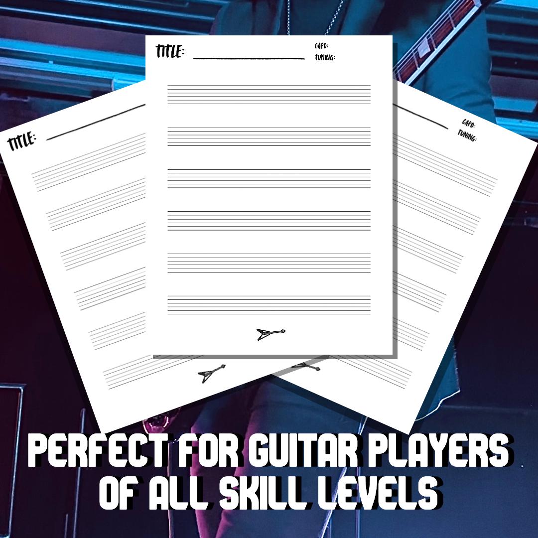 Printable Blank Guitar Tablature Sheets - Instant PDF Download - Etsy