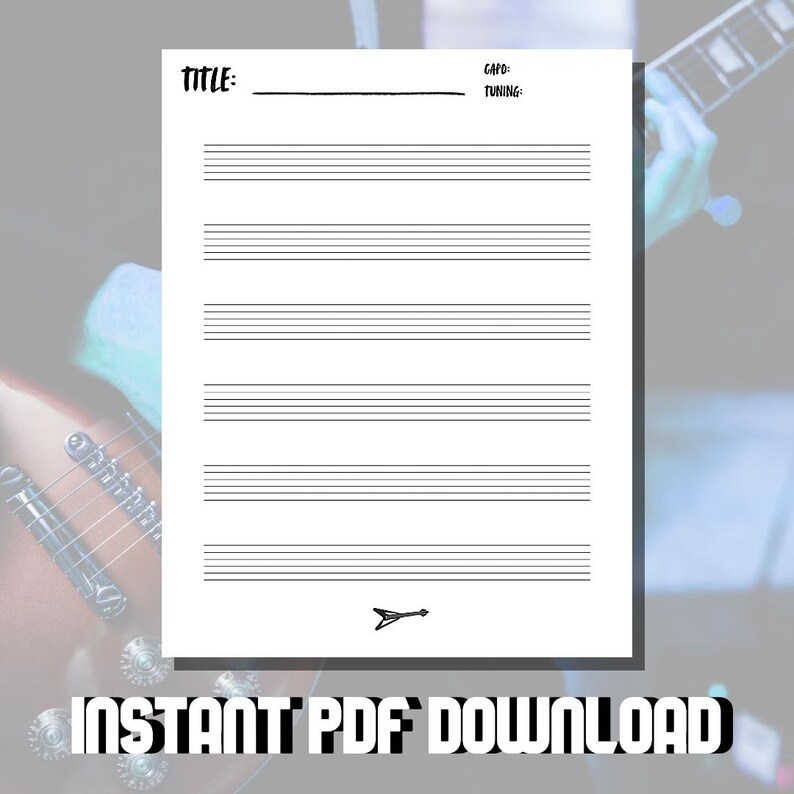 Printable Blank Guitar Tablature Sheets - Instant PDF Download - Etsy