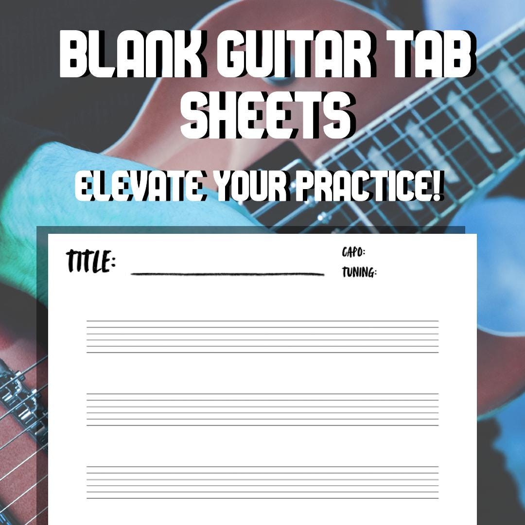 Printable Blank Guitar Tablature Sheets - Instant PDF Download - Etsy