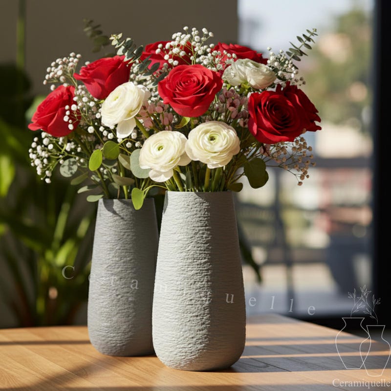 Modern Grey and White Vase - Etsy UK