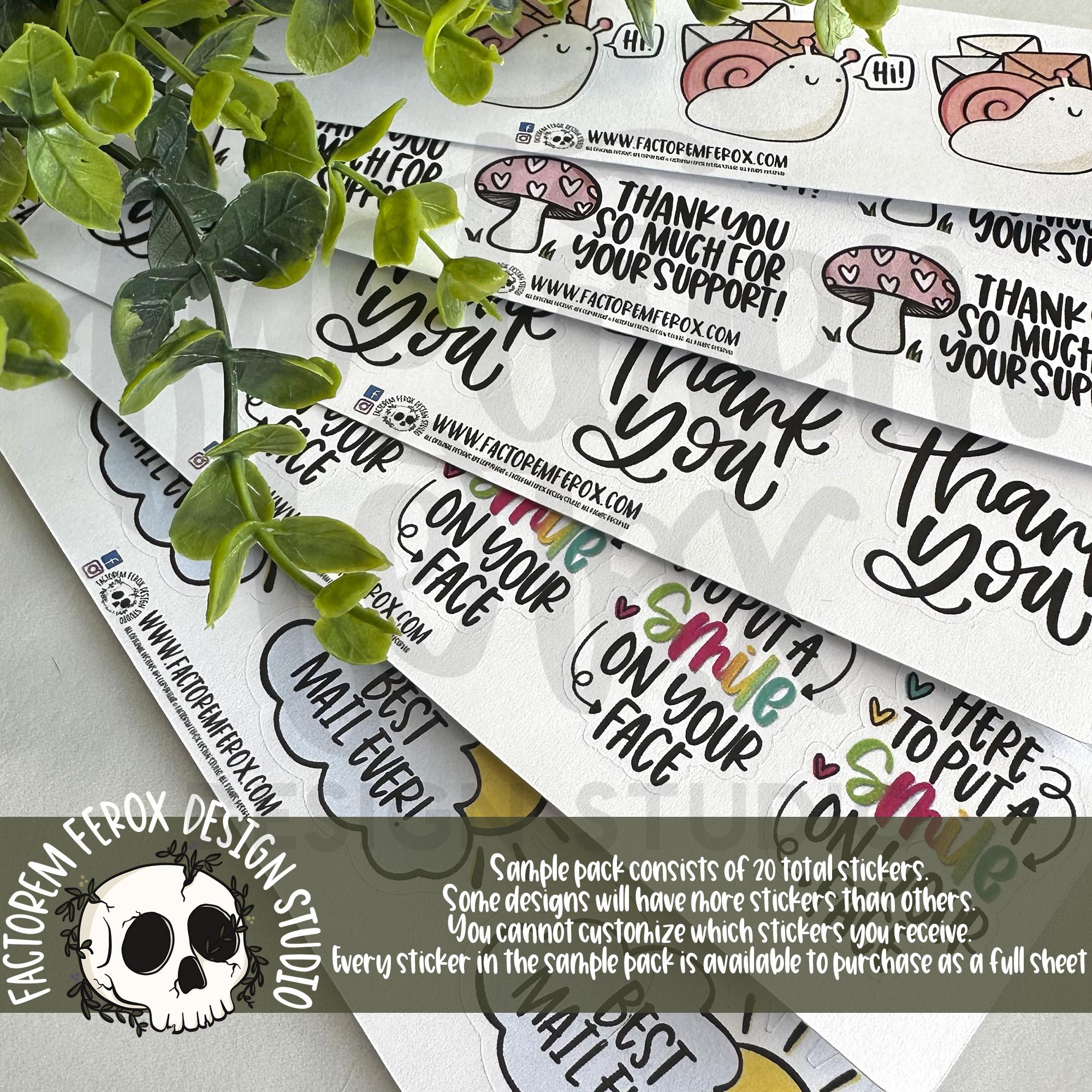 Sample Sticker Pack, 20-sticker Sample Pack, Thank You Stickers, Etsy ...