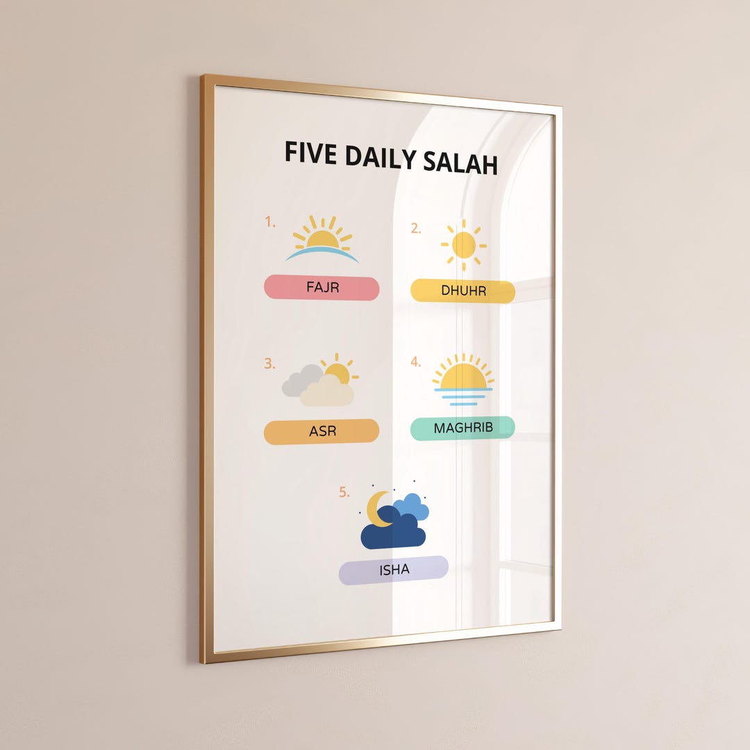 Five Daily Salah | Islamic Kids Printable Poster (digital Download) - Etsy