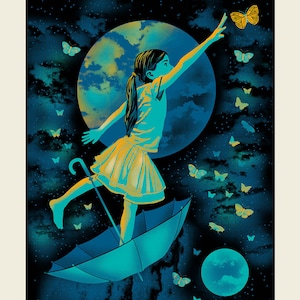 Ruby Moon Screen Print Home Decor Wall Art Dreamy - Etsy