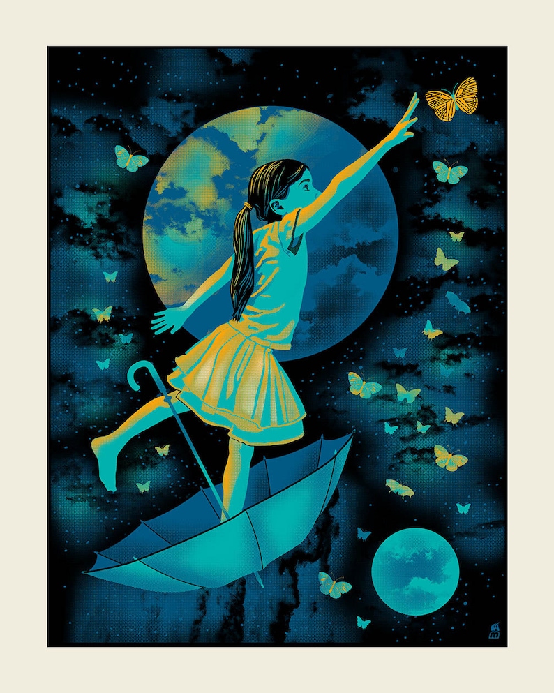 Ruby Moon Screen Print Home Decor Wall Art Dreamy - Etsy