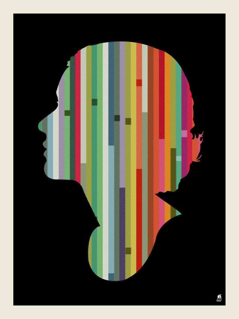 Striped Woman Screen Print - Etsy