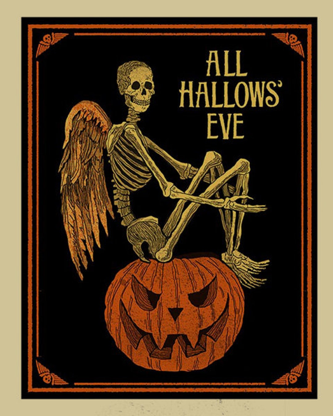 All Hallows Eve Screen Print, Home Decor, Wall Art, Vintage Inspired - Etsy