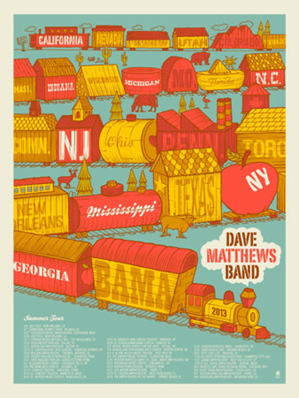DMB 2013 Train Tour Screen Print - Etsy