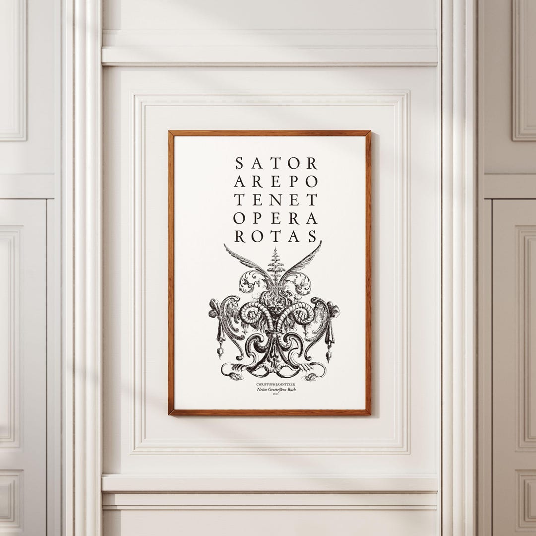 Antique Print With Grotesque and Sator Square / Palindrome Wall Art - Etsy