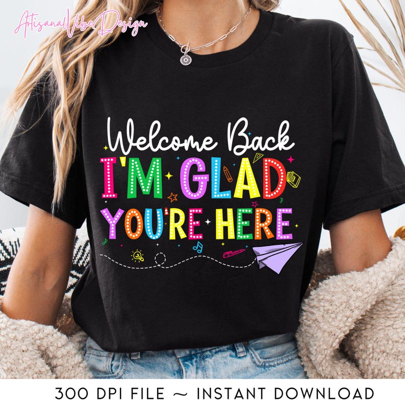 Welcome Back I'm Glad You're Here Digital Png, Back to School Teacher ...