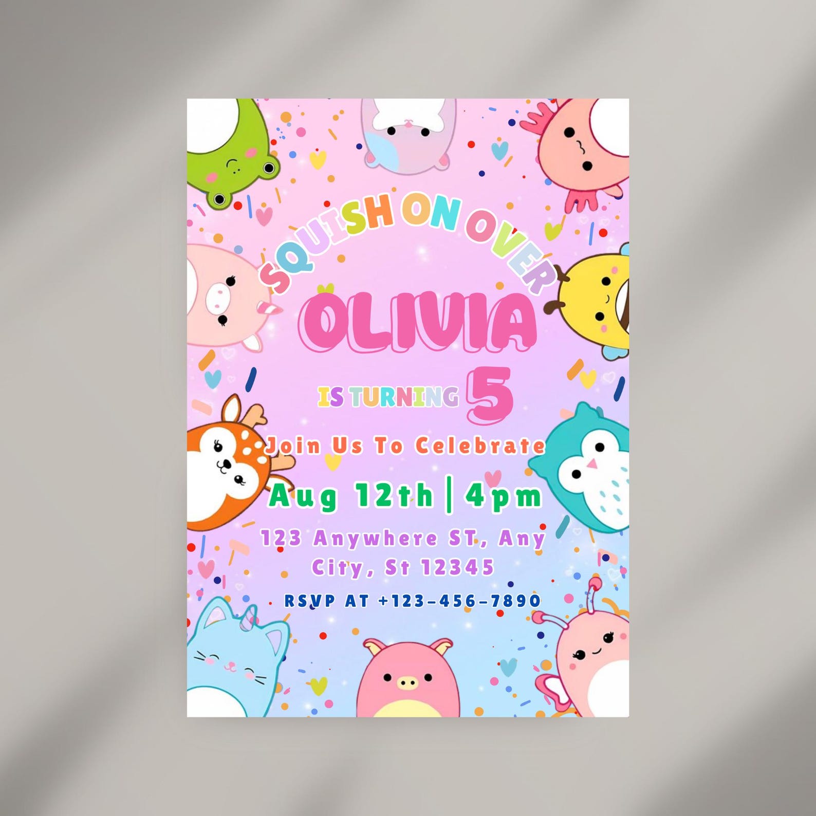 Editable Squishmallow Birthday Invitation: Printable Canva Template ...