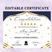 Kids Congratulations Certificate Printable: Editable School Award ...