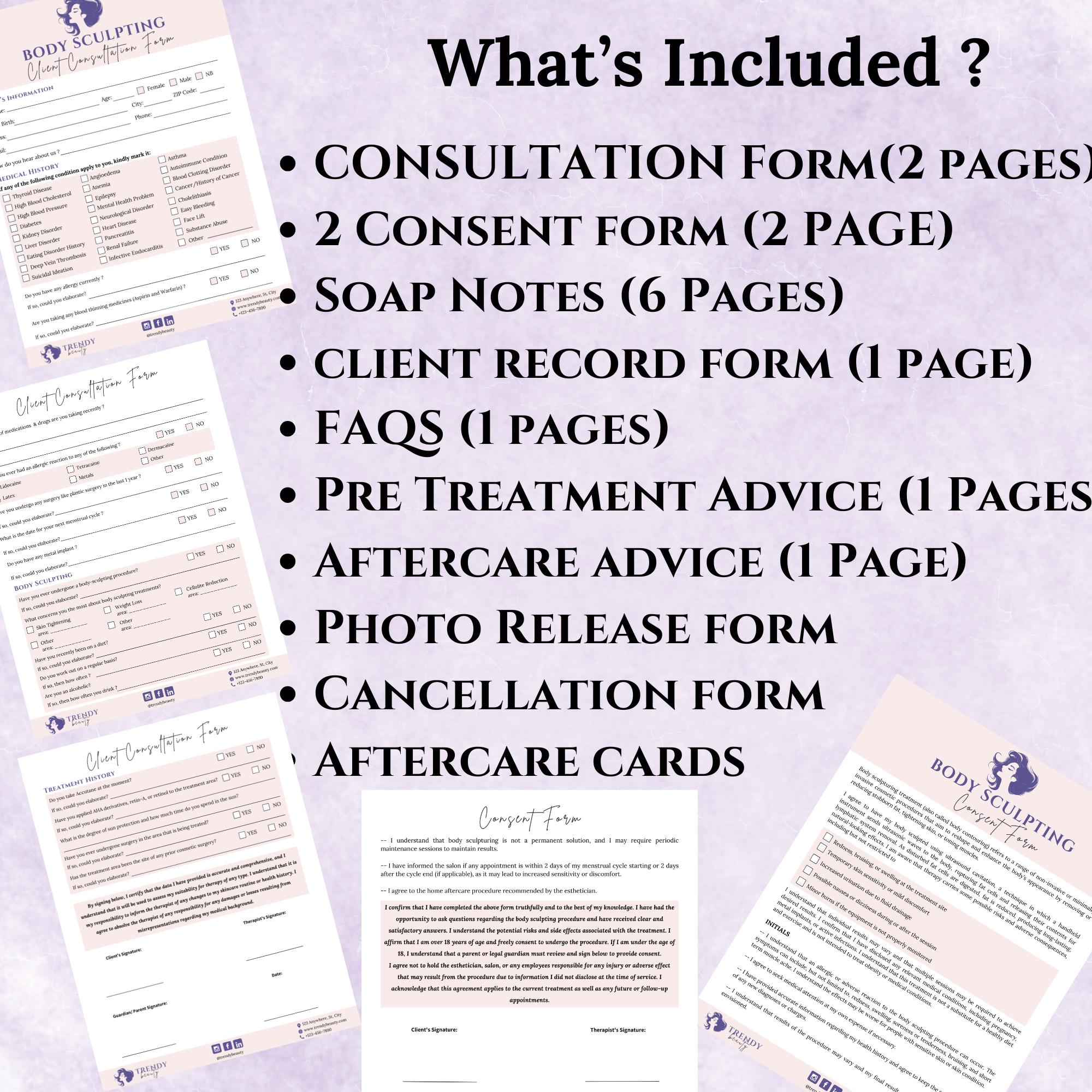 Editable Body Sculpting Ultrasound Cavitation Consent Intake Forms ...