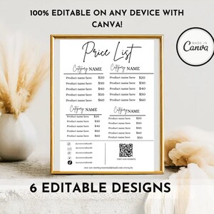 Small Business QR Code Sign Template: Price List, Payment (canva ...