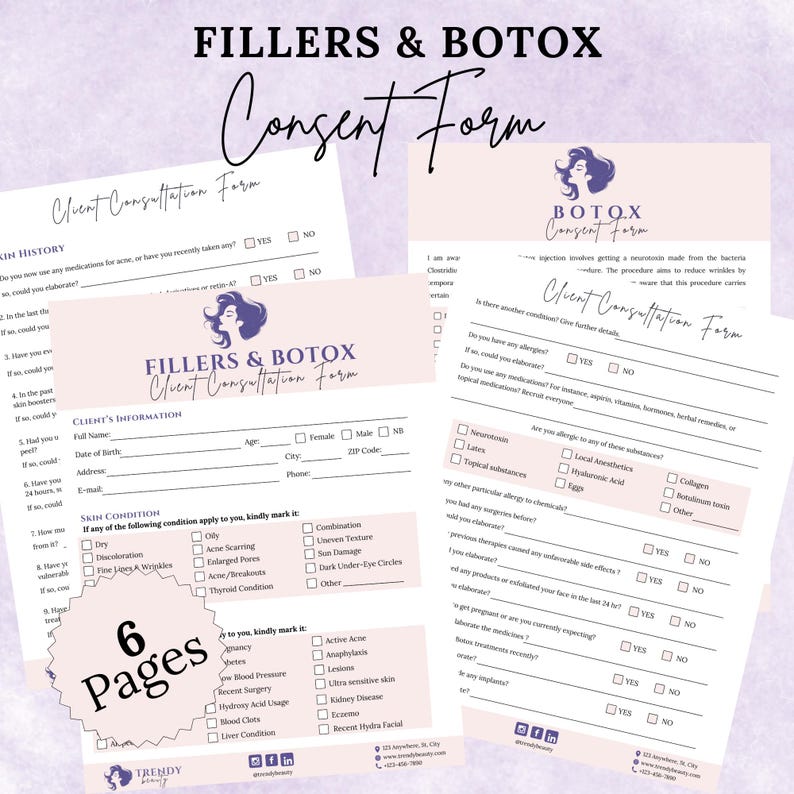 Editable Botox Dermal Filler Consent Form: Esthetician Consultation ...