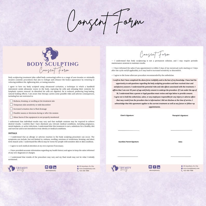 Editable Body Contouring Consent Forms: Body Sculpting Template ...