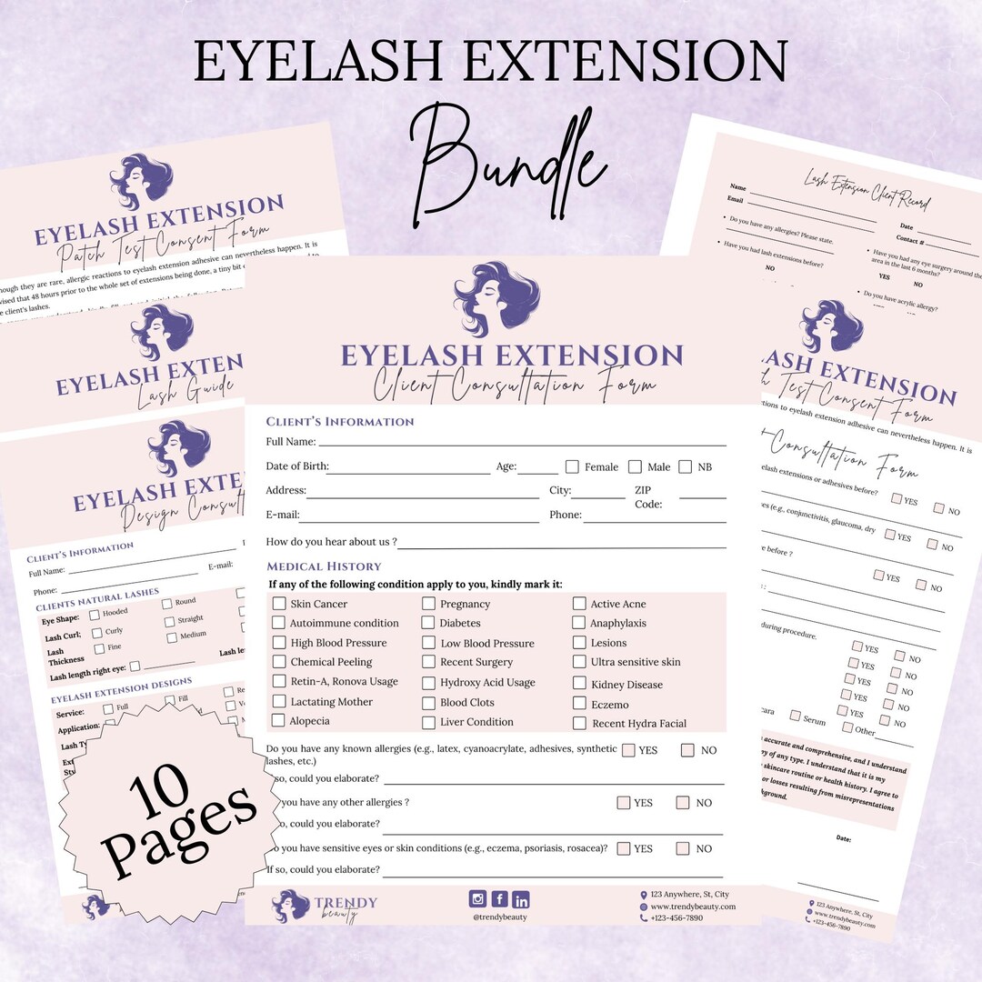 Eyelash Extension Consent Form Template | Printable Client Waiver ...
