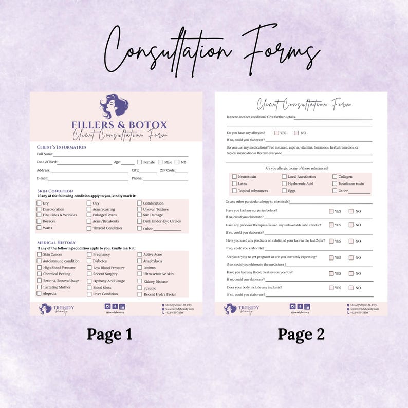 Editable Botox Dermal Filler Consent Form: Esthetician Consultation ...