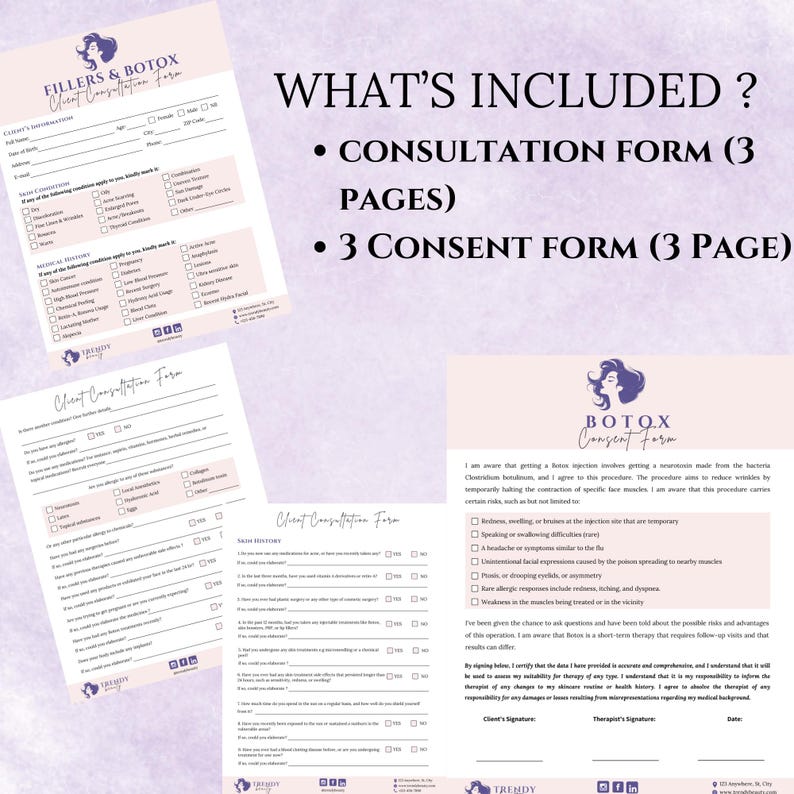 Editable Botox Dermal Filler Consent Form: Esthetician Consultation ...